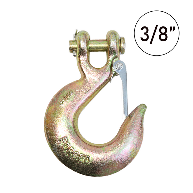 Heavy-Duty 3/8" Forged Clevis Hook with Safety Latch: Grade 70 Steel, – Boxer Tools