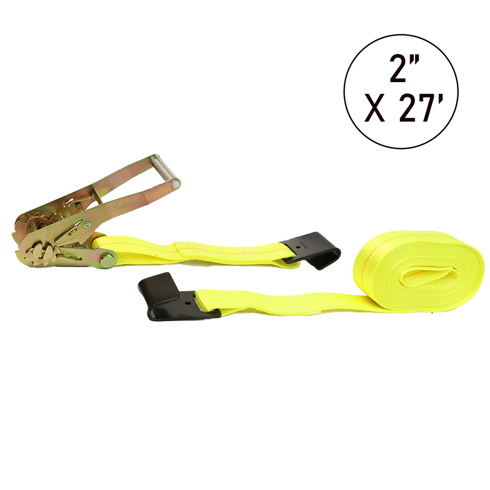Boxer 2" Ratchet Strap with Wide Handle and Flat Hooks - 10,000 lbs Lo ...