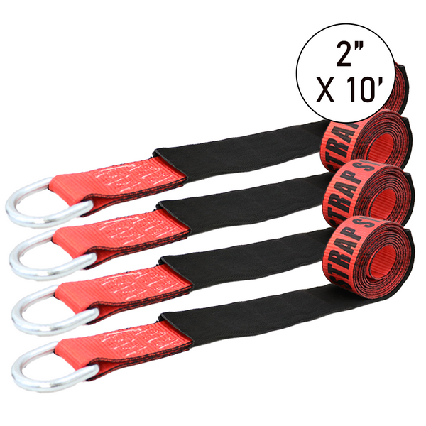 Heavy Duty Red Lasso Strap Set - 4 Pack, Towing, Recovery, Tie-Down ...