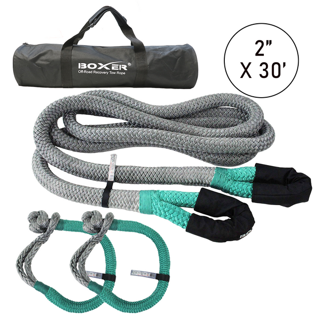 Extreme Off-Road Recovery Kit: 2" Kinetic Nylon Rope & Soft Shackles ...