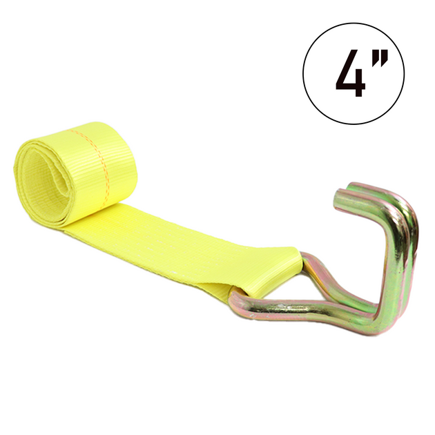 4" x 5' Roll-Off Container Straps with Extra Large Double J-Hook and S ...