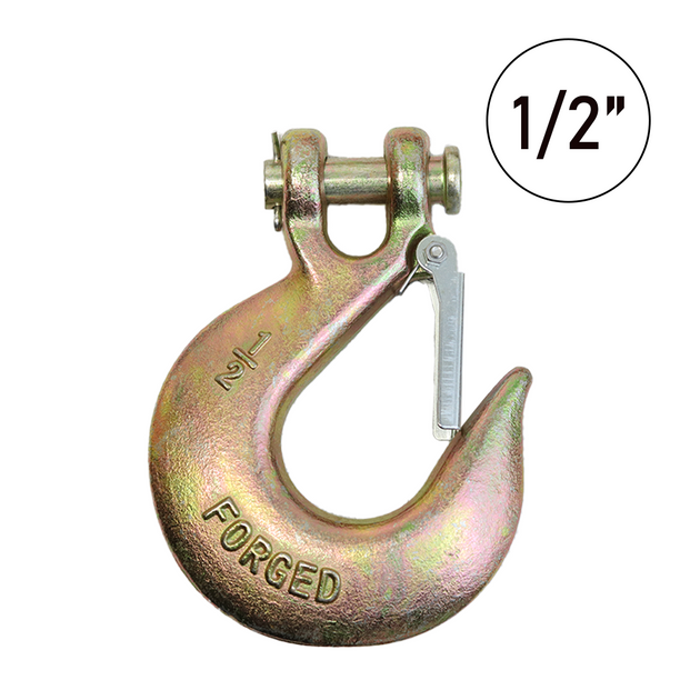 Heavy-Duty 1/2" Forged Clevis Hook with Safety Latch: Grade 70 Steel ...