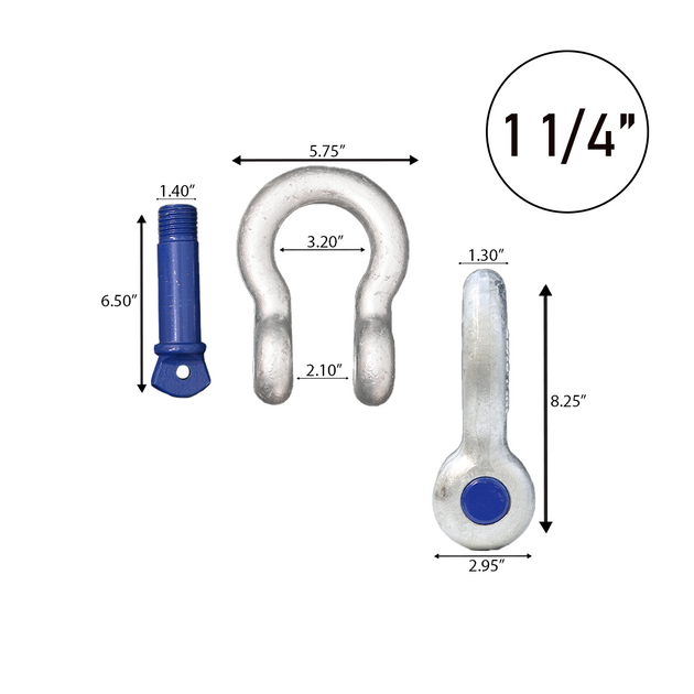 Galvanized Finish 1 1/4" Forged Screw-In Anchor Shackle Set: Heavy-Dut ...