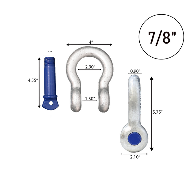 Galvanized Finish 7/8" Forged Screw-In Anchor Shackle Set: Heavy-Duty ...