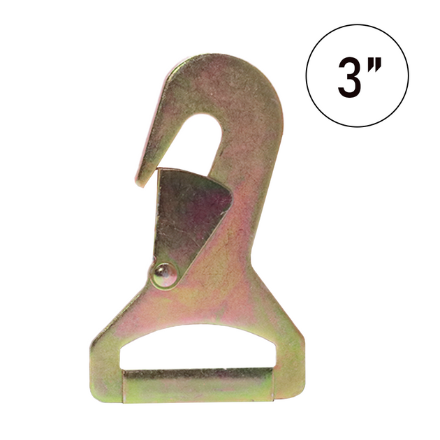 Heavy-Duty 3" Snap Flat Hook with Safety Latch - 15,000 lbs Breaking S ...