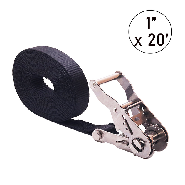 1" x 20' Endless Stainless Steel Ratchet Strap - 3,300 lbs. Breaking S ...