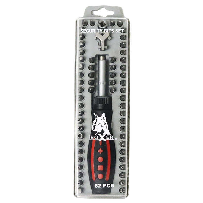 Boxer Signature Series: 62-Piece Security Bits Set with Ratchet Screwd ...