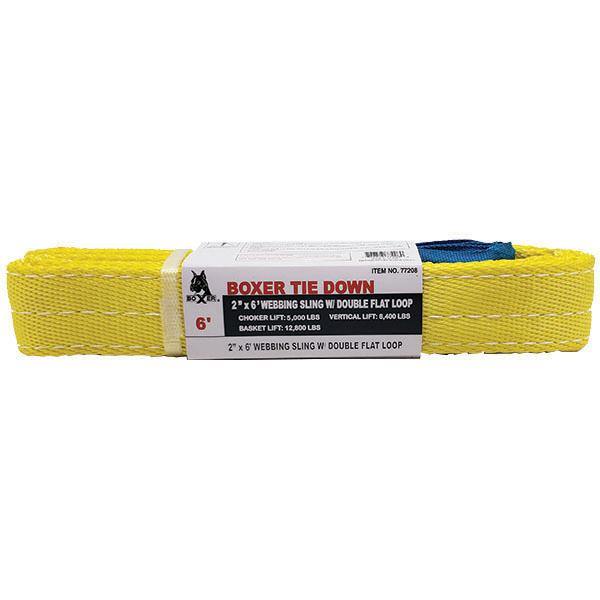 2" x 6' Polyester Webbing Sling with Double Flat Loops – Boxer Tools